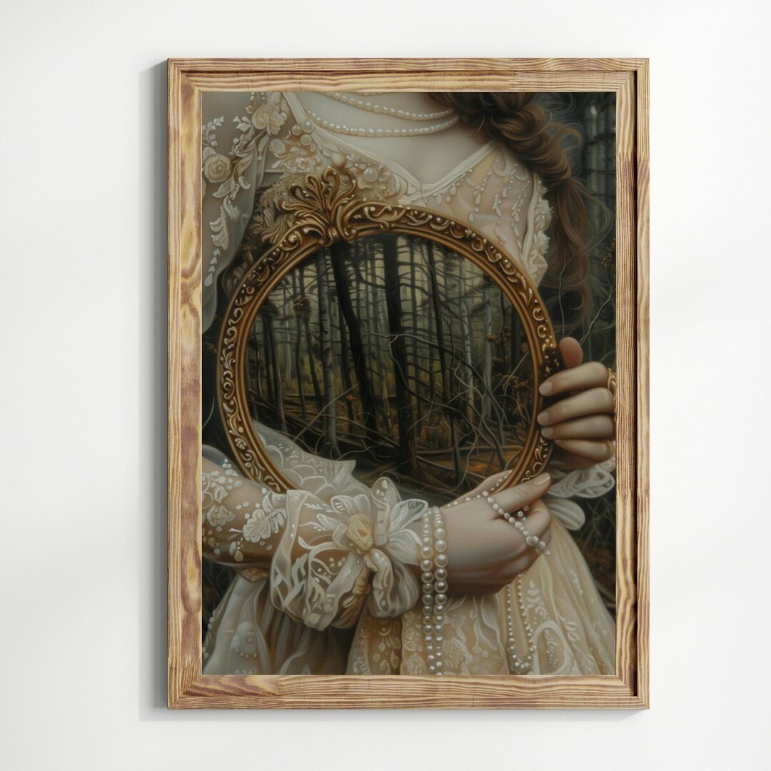 Mirror Victorian Art Poster Print Moody Painting, Vintage Woman Print ...