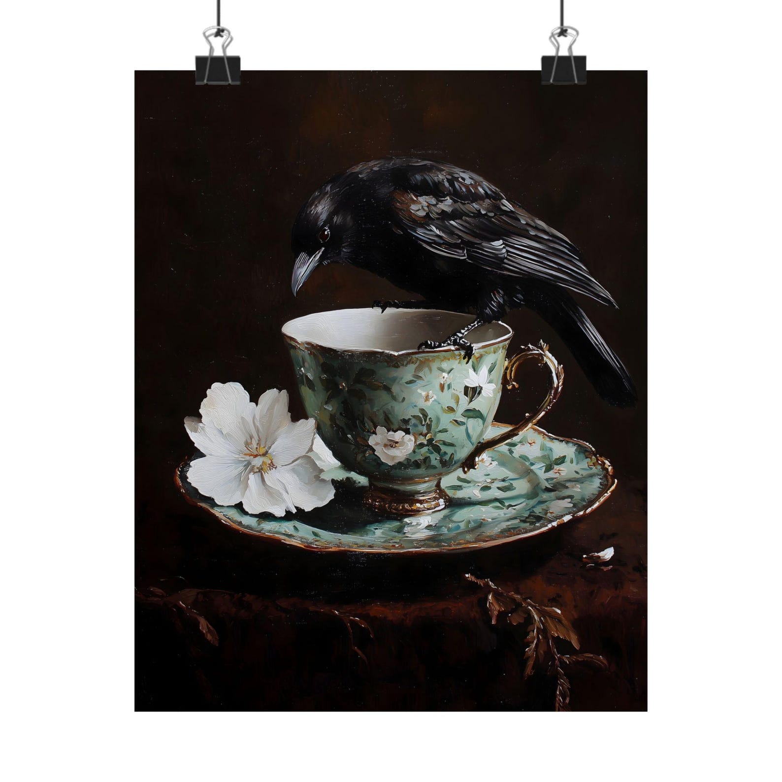 Elegant Crow Wall Art Print Vintage Dark Cottagecore Ravens Painting ...
