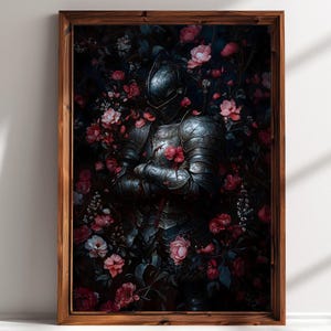 Medieval Knight Floral Art Print, Knightcore Fantasy Art, Fantasy ...