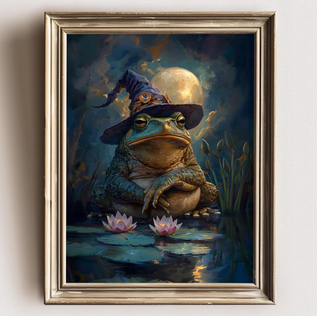 Wizard Toad Art Halloween Print, Witchy Decor, Dark Gothic Artwork Full ...