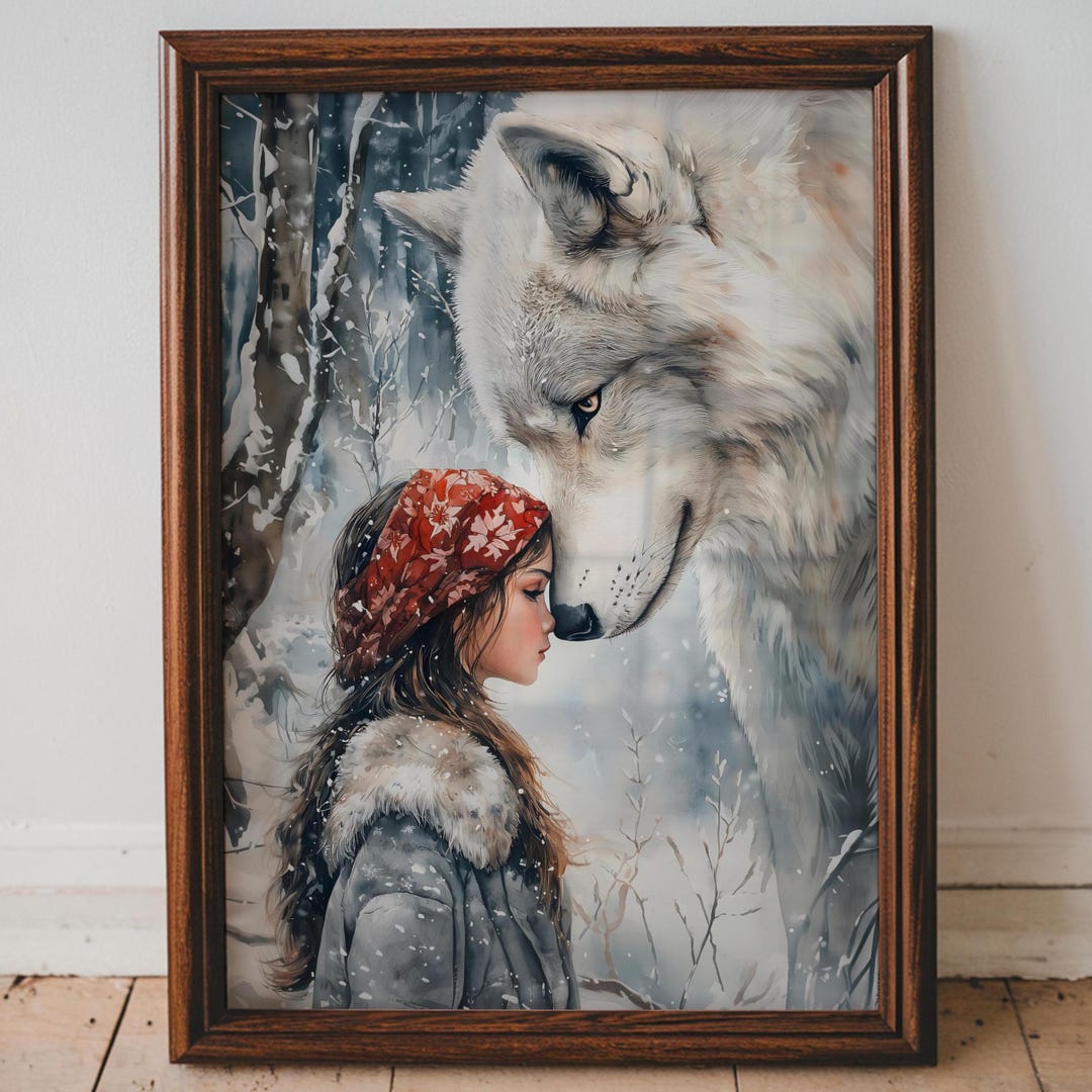 Girl and Her Wolf, Dark Academia, Wolves Art, Goth Moody Victorian Wall ...