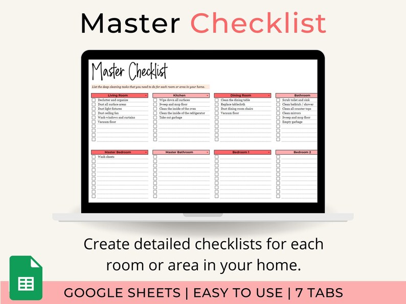 Cleaning Checklist Spreadsheet, Home Cleaning Schedule, Google Sheets ...