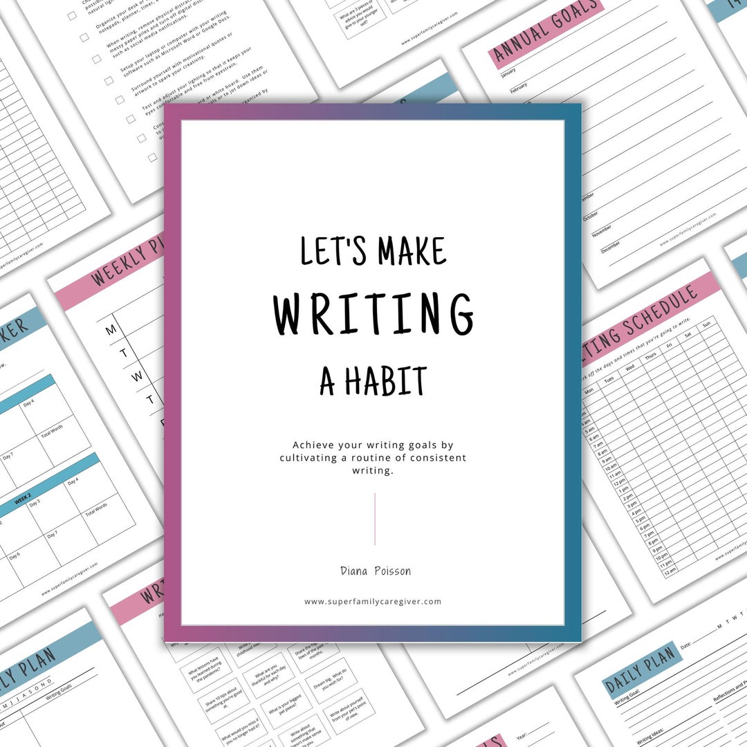 Daily Writing Habit Builder, Gift for Writer, Writing Planner Printable ...