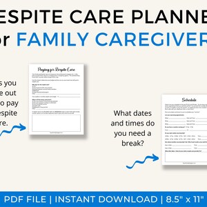 Caregiver Respite Care Planner Printable, 8.5 X 11 PDF File, Instand ...