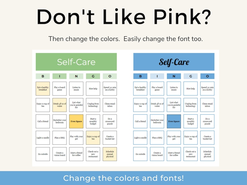 Self-care Bingo Google Sheets Spreadsheet Template - Etsy
