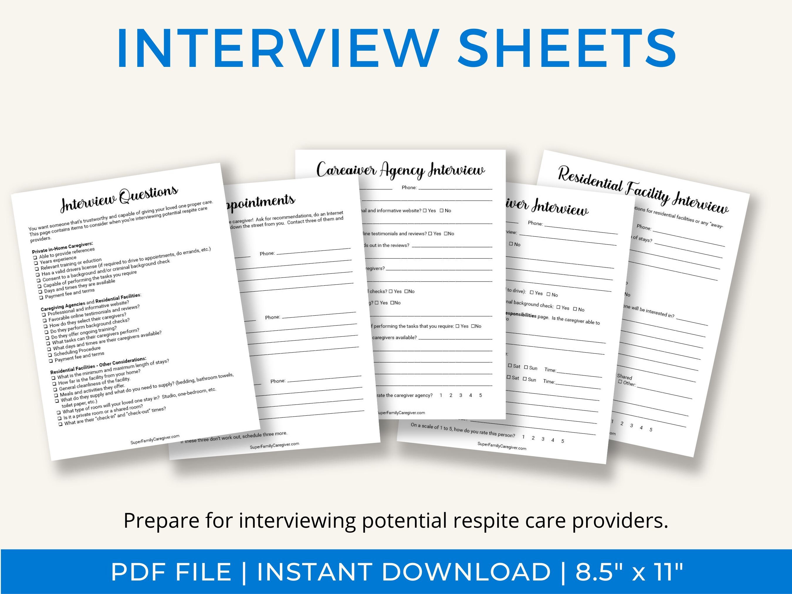 Caregiver Respite Care Planner Printable, 8.5 X 11 PDF File, Instand ...