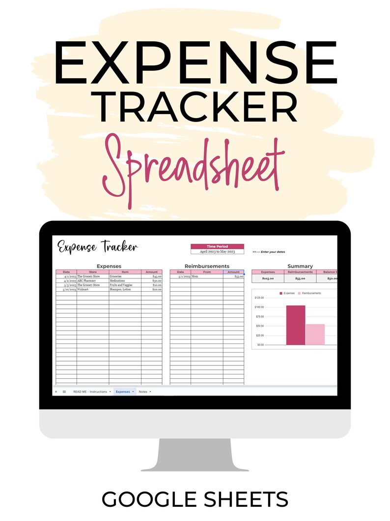 Expense Tracker & Reimbursements Google Sheets Spreadsheet Template - Etsy