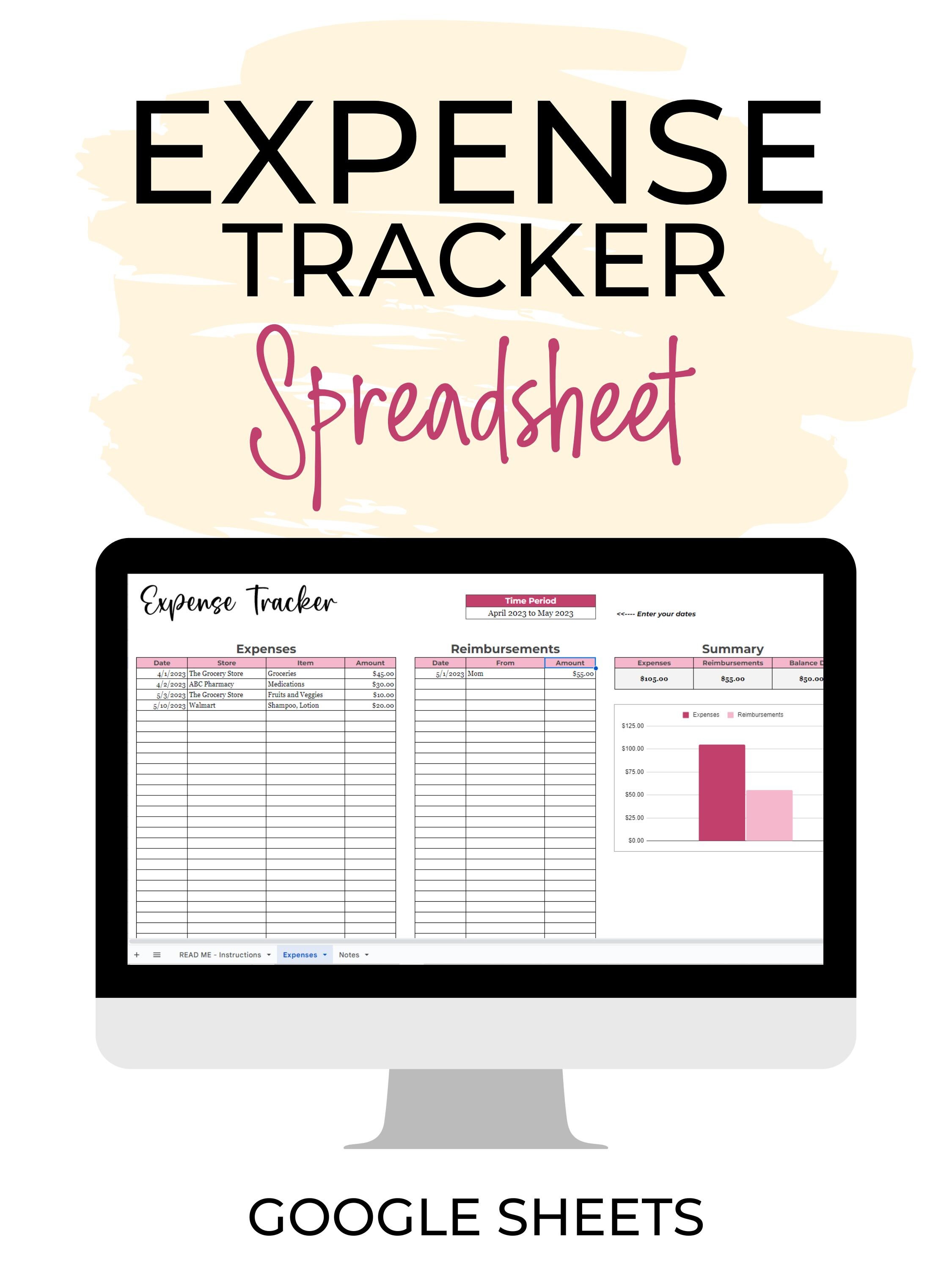 Expense Tracker & Reimbursements Google Sheets Spreadsheet Template - Etsy