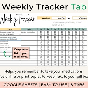 Medication Tracker Google Sheets Template, Medicine Tracker Spreadsheet ...
