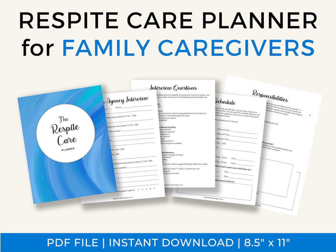 Caregiver Respite Care Planner Printable 8.5 X 11 PDF File - Etsy