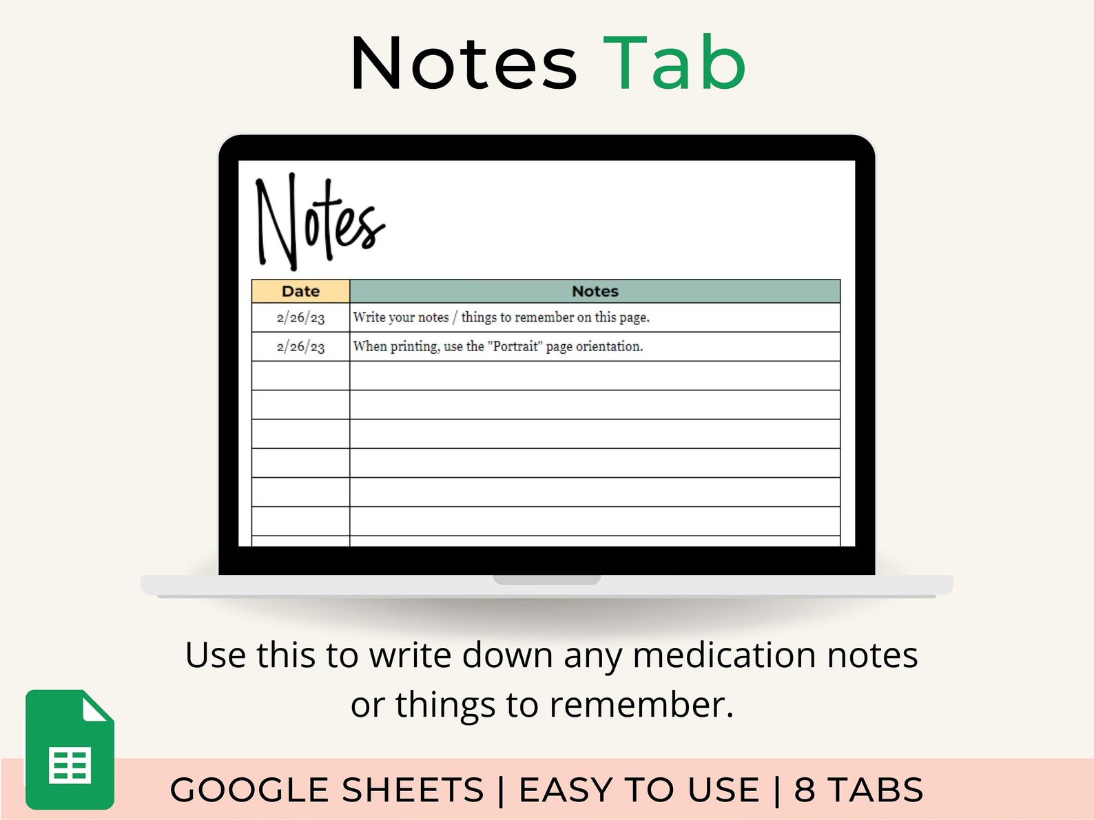 Medication Tracker Google Sheets Template, Medicine Tracker Spreadsheet ...