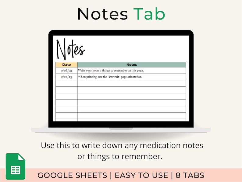 Medication Tracker Google Sheets Template, Medicine Tracker Spreadsheet ...