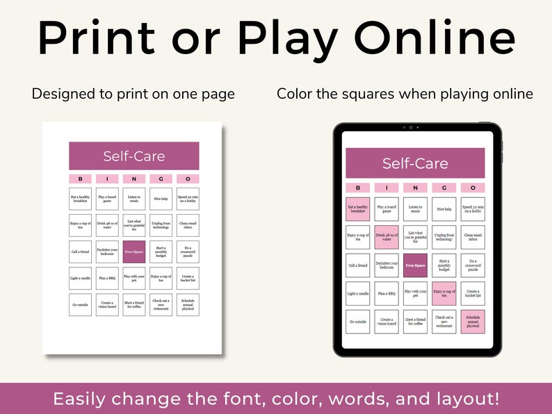 Self-care Bingo Google Sheets Spreadsheet Template - Etsy