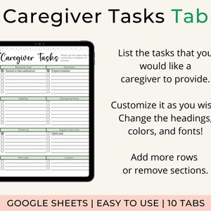 Caregiver Checklist Spreadsheet Template, Caregiver Log Google Sheets ...