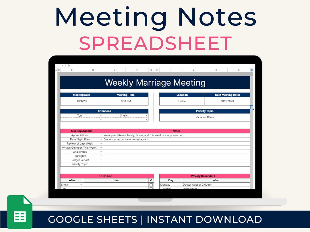 Family Meeting Notes, Weekly Marriage Meeting Minutes, Google ...
