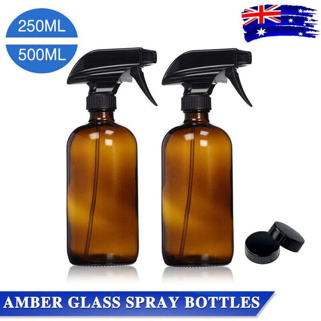 Amber Round Glass Spray Bottles Refillable Container Essential - Etsy ...
