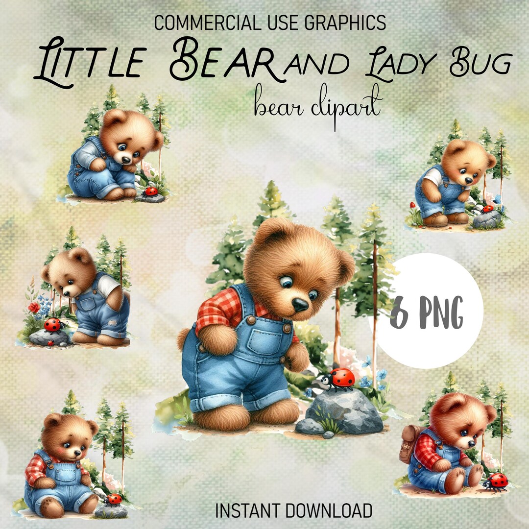 Little Bear and Lady Bug,6 PNG Images, Transparent Background, PNG ...