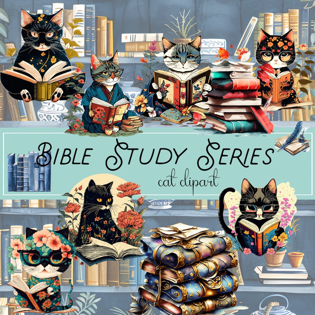 Bible Study Series Cat Clipart, Bible Studying, the Bible, Cats ...