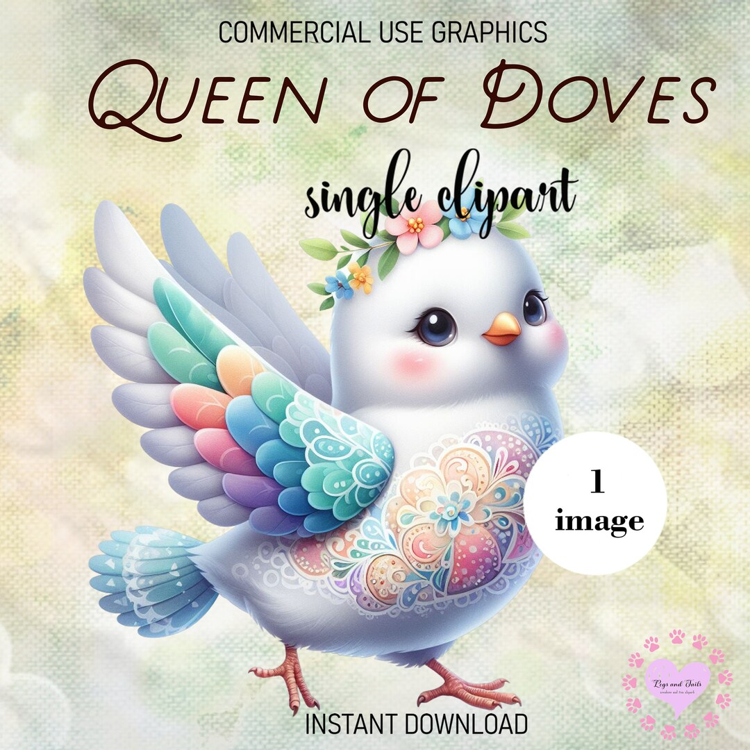 Queen of Doves, Watercolor, SINGLE IMAGE, Royalty, Queen, Birds, Bird ...