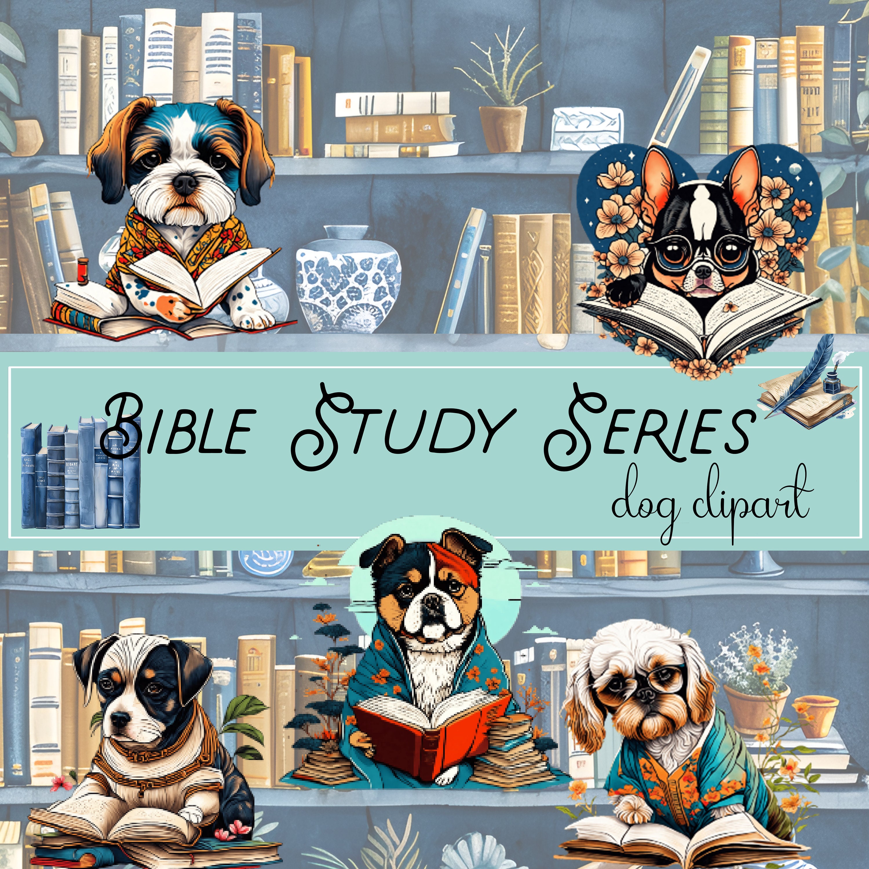 Bible Study Series Dog Clipart, Bible Studying, the Bible, Dogs ...