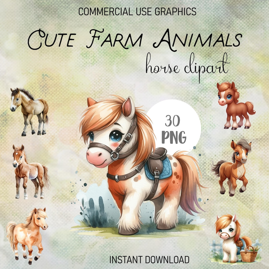 Cute Farm Animals, Horse Clipart, Horse Farm, Farm Animal, Horse ...