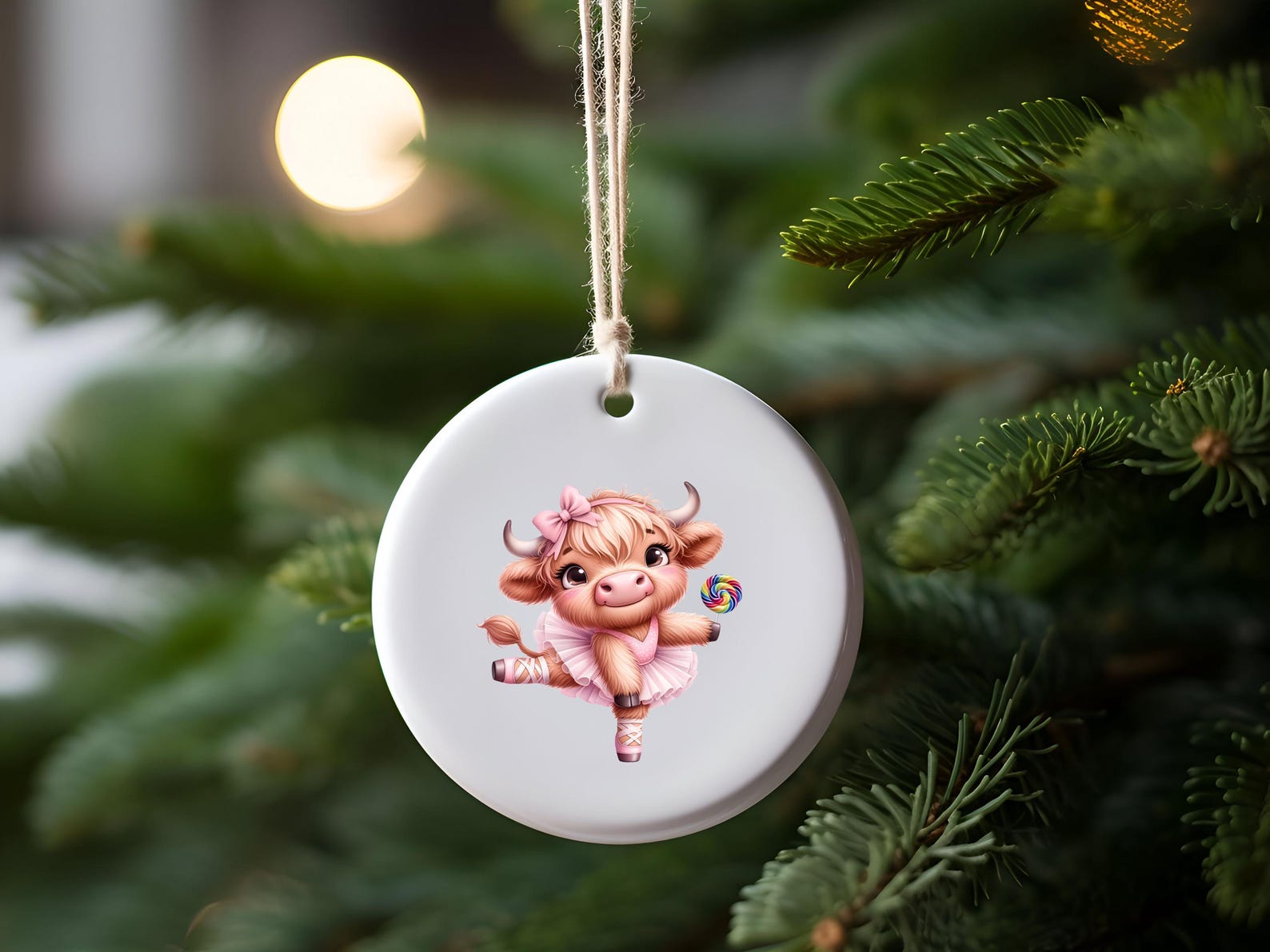 Highland Cow Ballerina With Lollipop Clipart, Watercolor, Cute Cow With ...