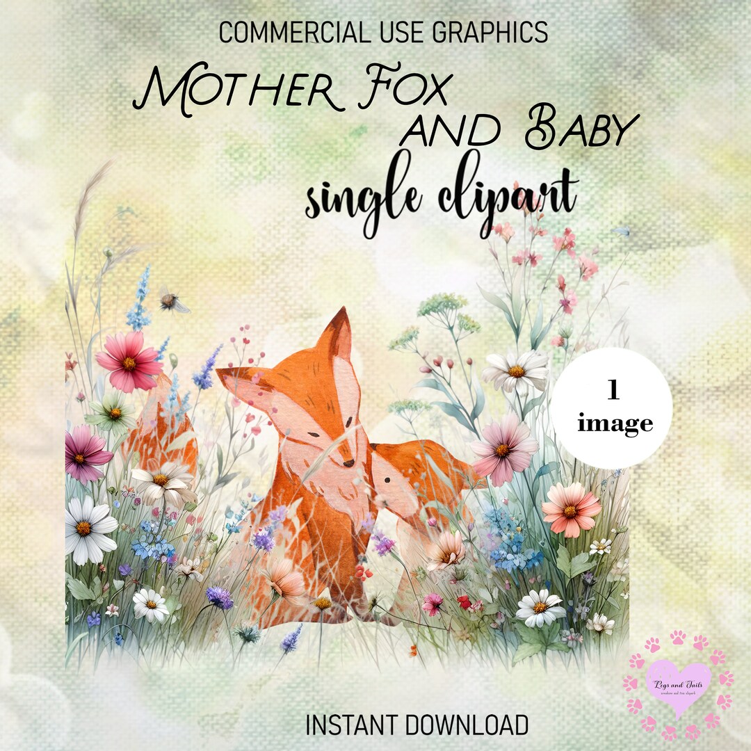 Mother Fox and Her Baby, Watercolor, Animal Art, Mother, Baby, Red Fox ...