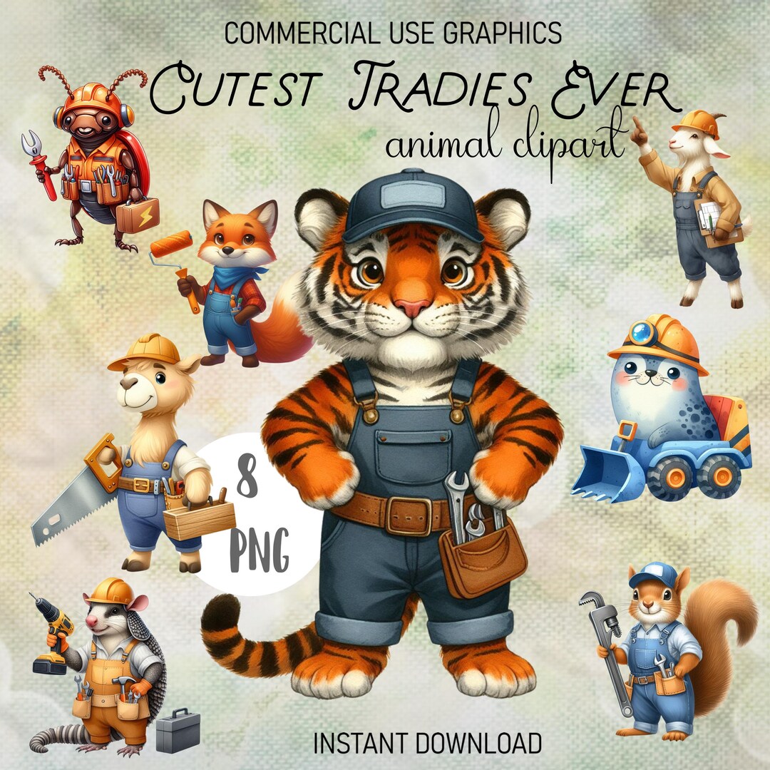 Cutest Tradies Ever | Digital Printable Wall Art Set | Mechanic ...