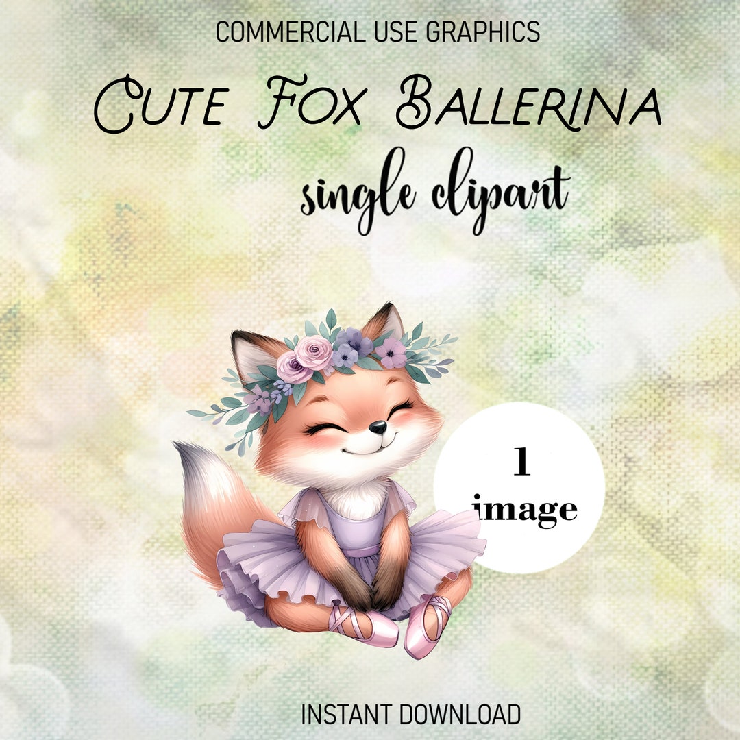 Cute Ballerina Fox Wall Decor, Wild Animal Prints, SINGLE IMAGE ...
