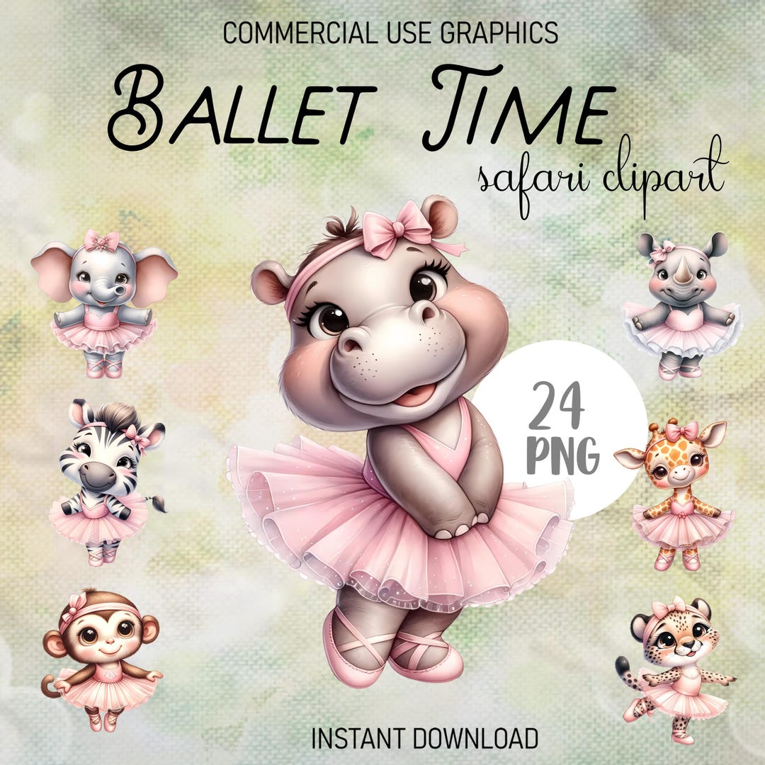 Ballet Time, Safari Animal Clip Art, Safari Animal Wall Art, Ballerinas ...