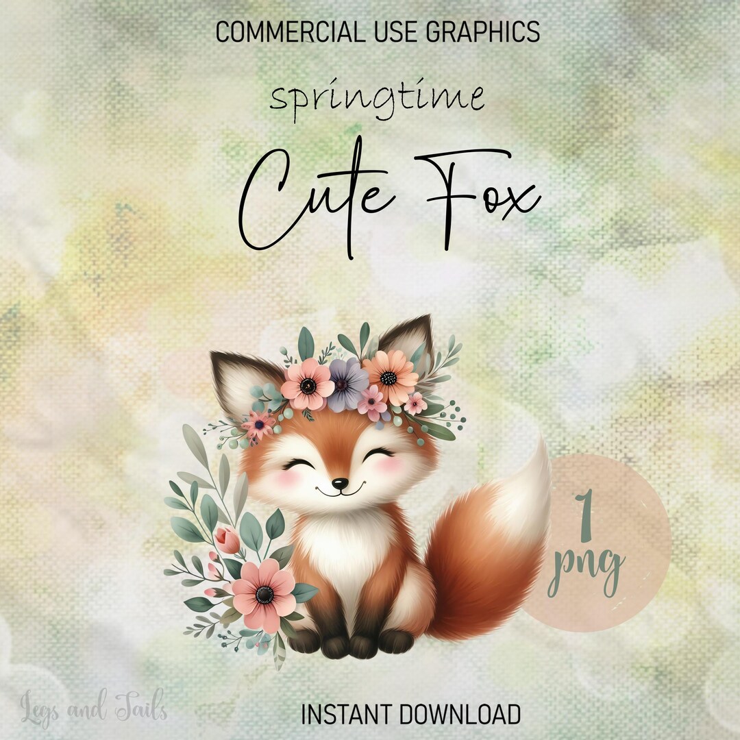 Springtime Watercolor Clipart | Cute Fox Clip Art | Fox Nursery Wall ...