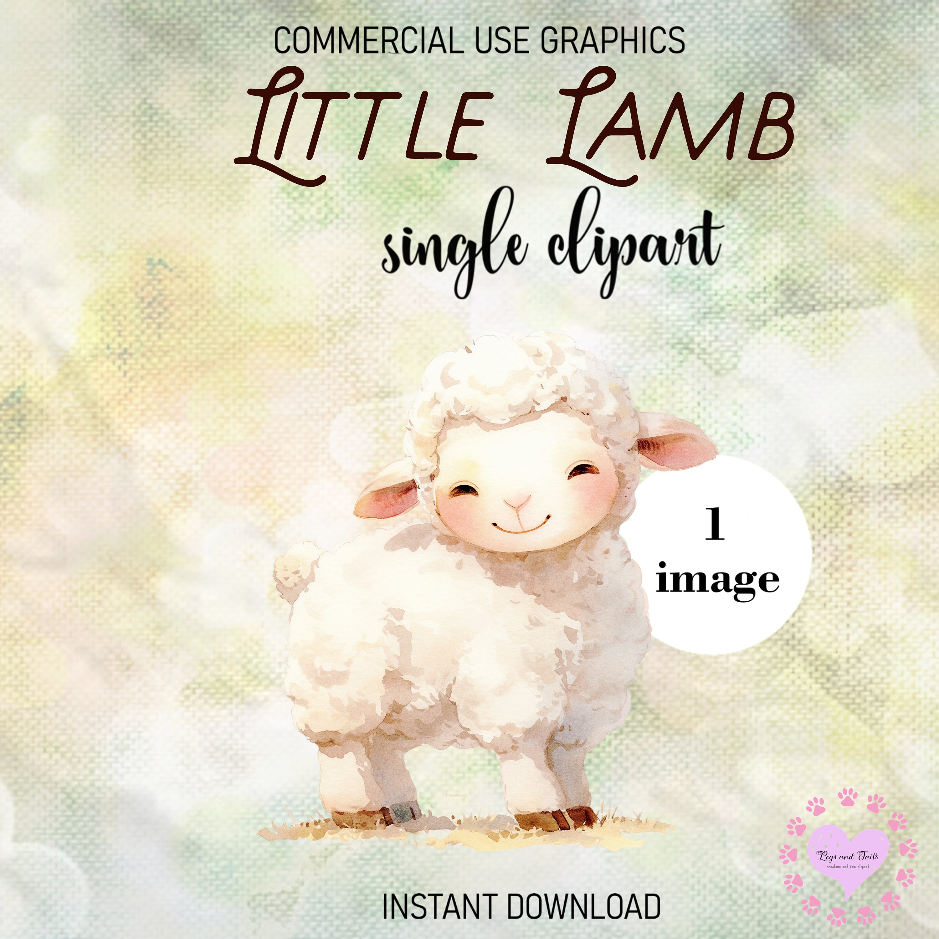 Little Lamb, SINGLE CLIPART, Cute Farm Animal, Cute Little Sheep, Lamb ...