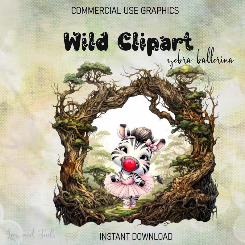 Zebra Ballerina With Bubblegum Clipart, Watercolor Zebra With Bubblegum ...