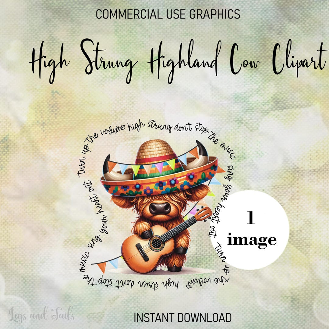 Celebrate, Highland Cow, Highland Cow Musician, Guitar Player ...