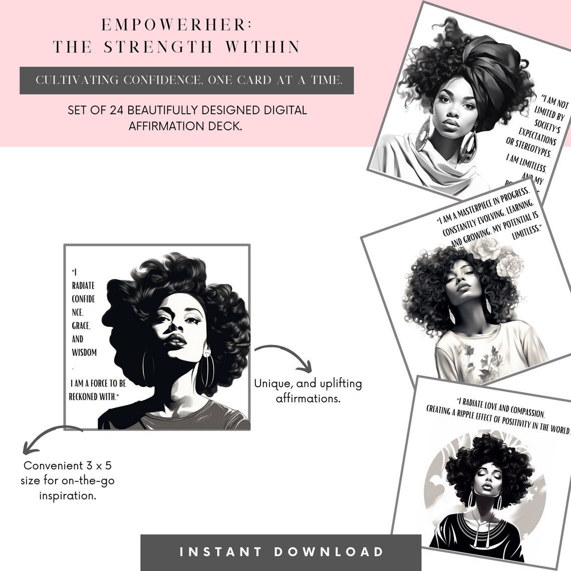 Positive Affirmation Cards| Set of 24| Self-care| Black Girl Magic ...