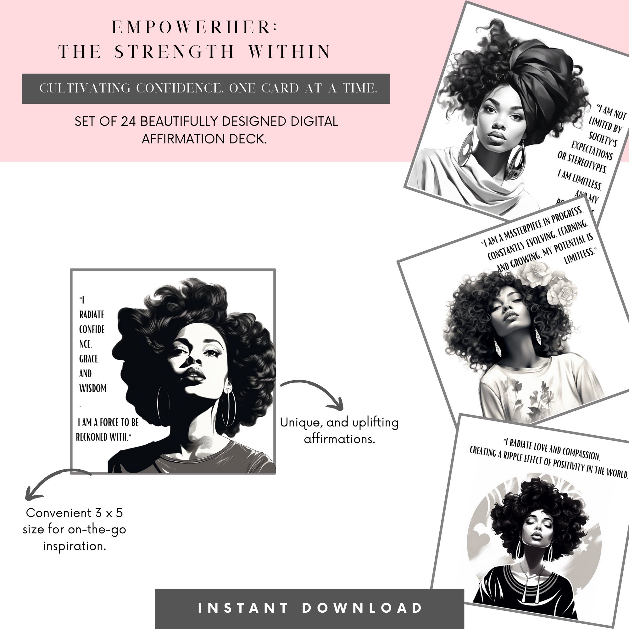 Positive Affirmation Cards| Set of 24| Self-care| Black Girl Magic ...