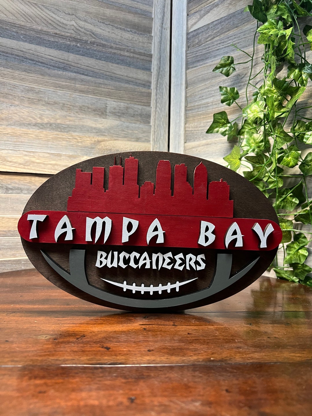 Tampa Bay Buccaneers Rustic Sign, Red & Pewter Home Decor, Gameday ...