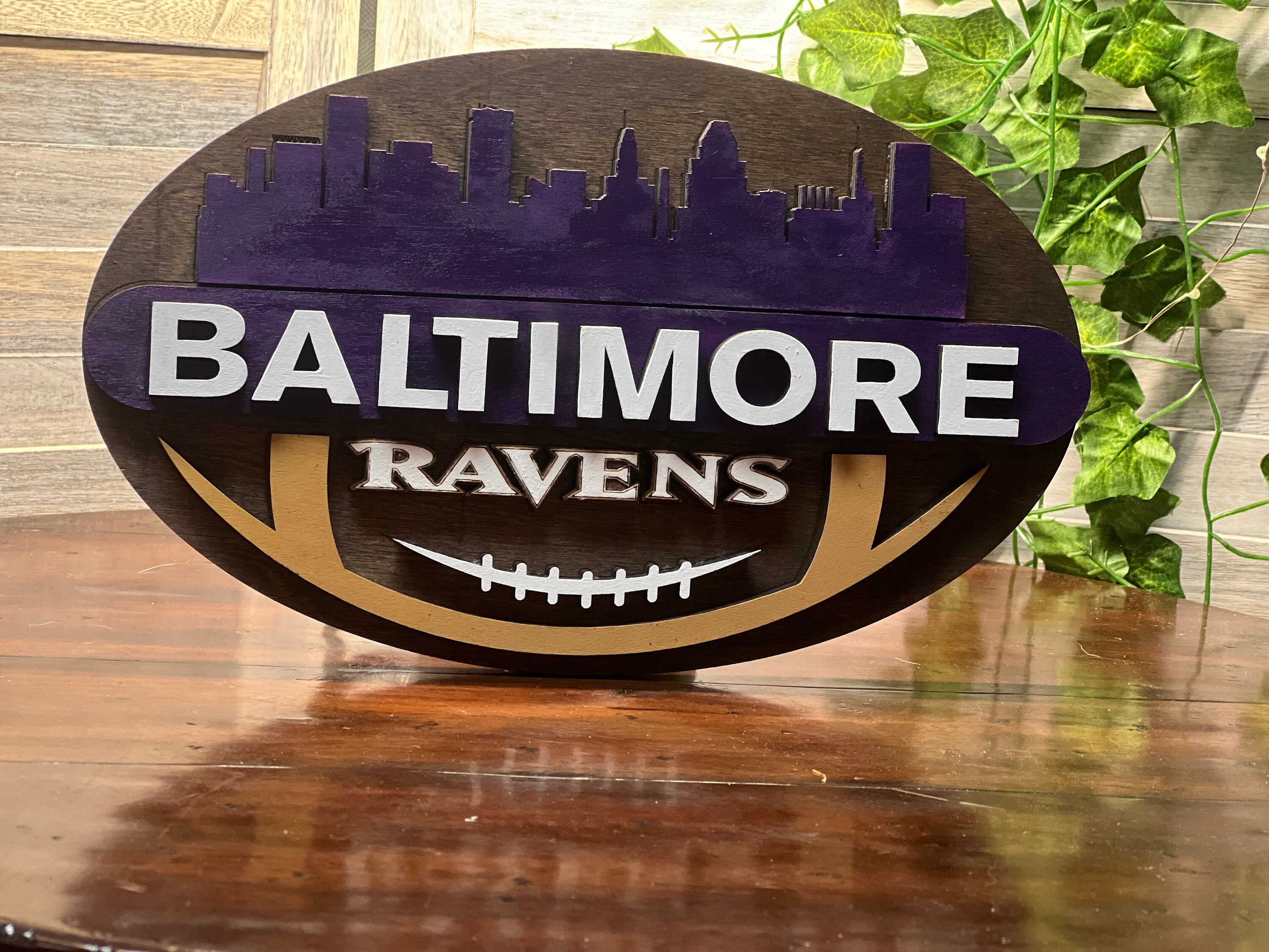 Baltimore Ravens Rustic Sign, Purple & Black Home Decor, Gameday Spirit ...