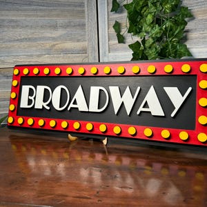 Handmade Broadway Marquee Sign – 18.5" Birch Wood Decor, Wall Decor ...