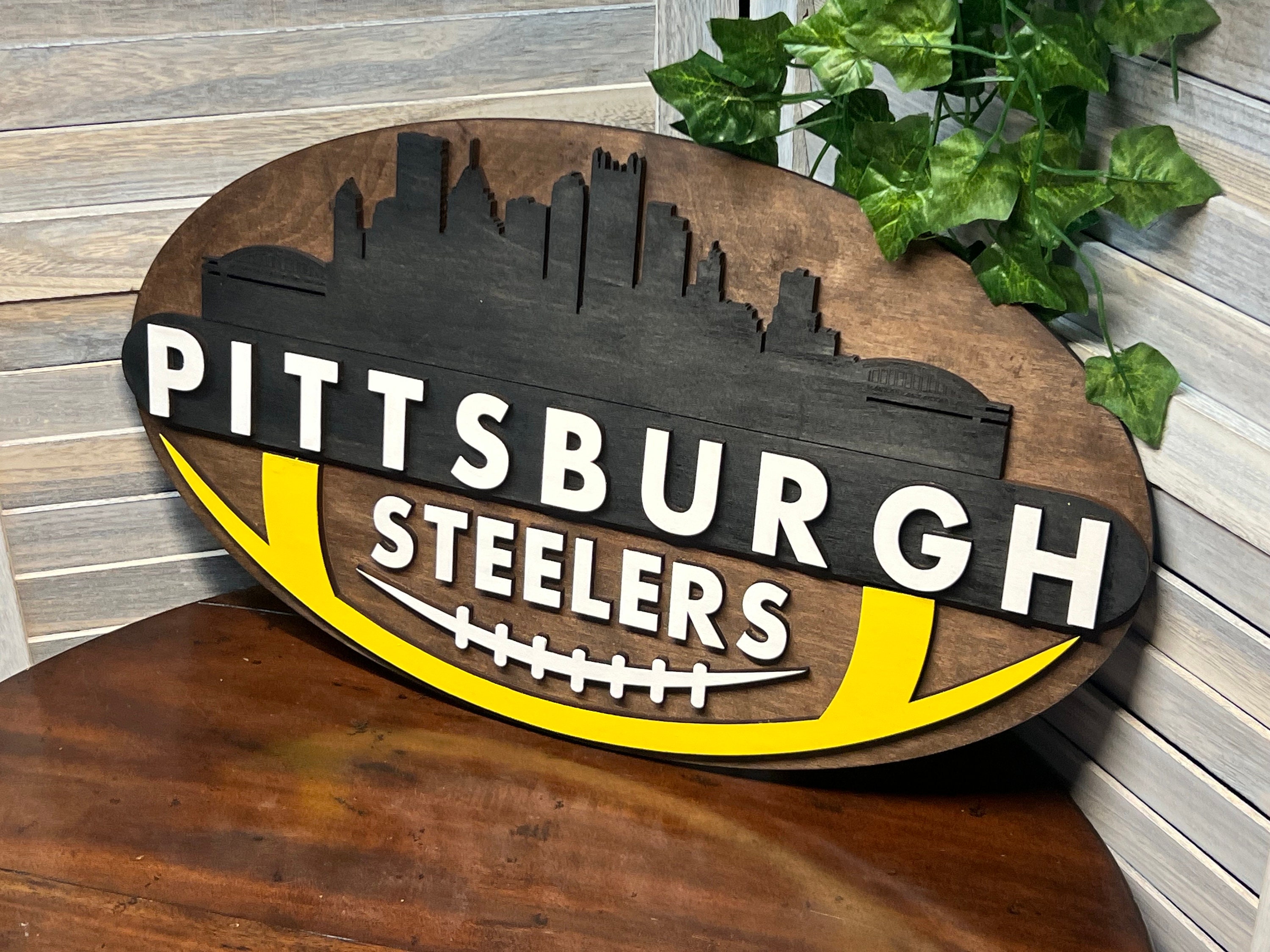 Pittsburgh Steelers Rustic Sign, Black & Gold Home Decor, Gameday ...