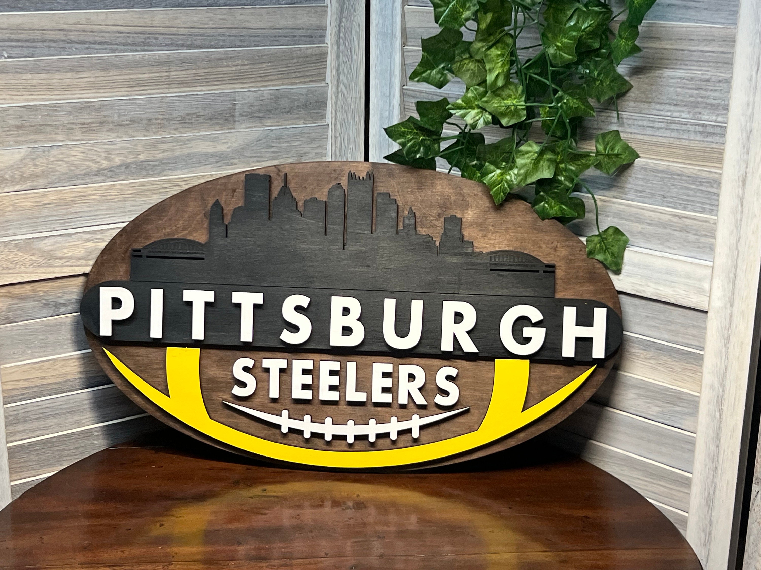 Pittsburgh Steelers Rustic Sign, Black & Gold Home Decor, Gameday ...
