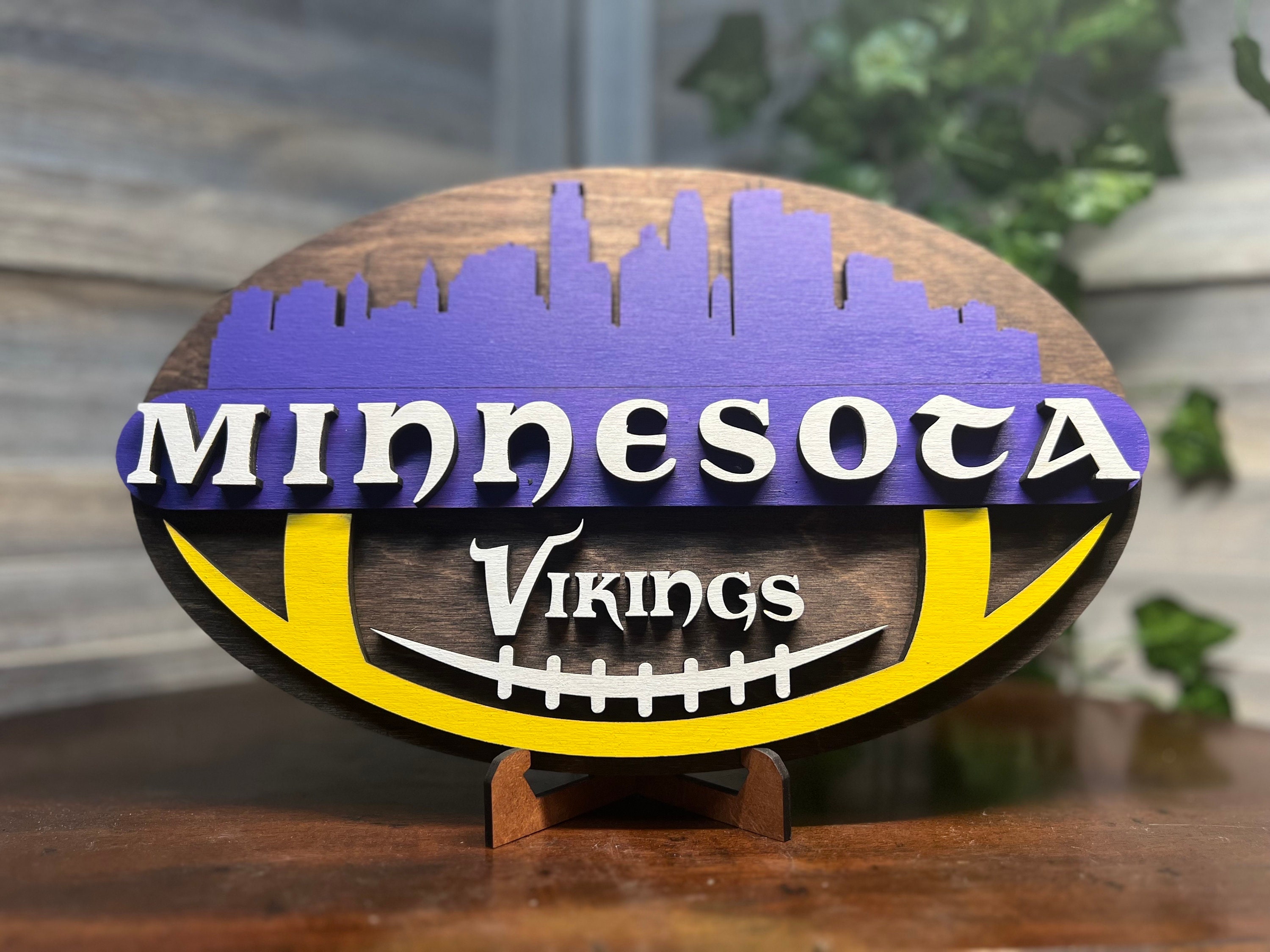 Minnesota Vikings Rustic Sign, Purple & Gold Home Decor, Gameday Spirit ...