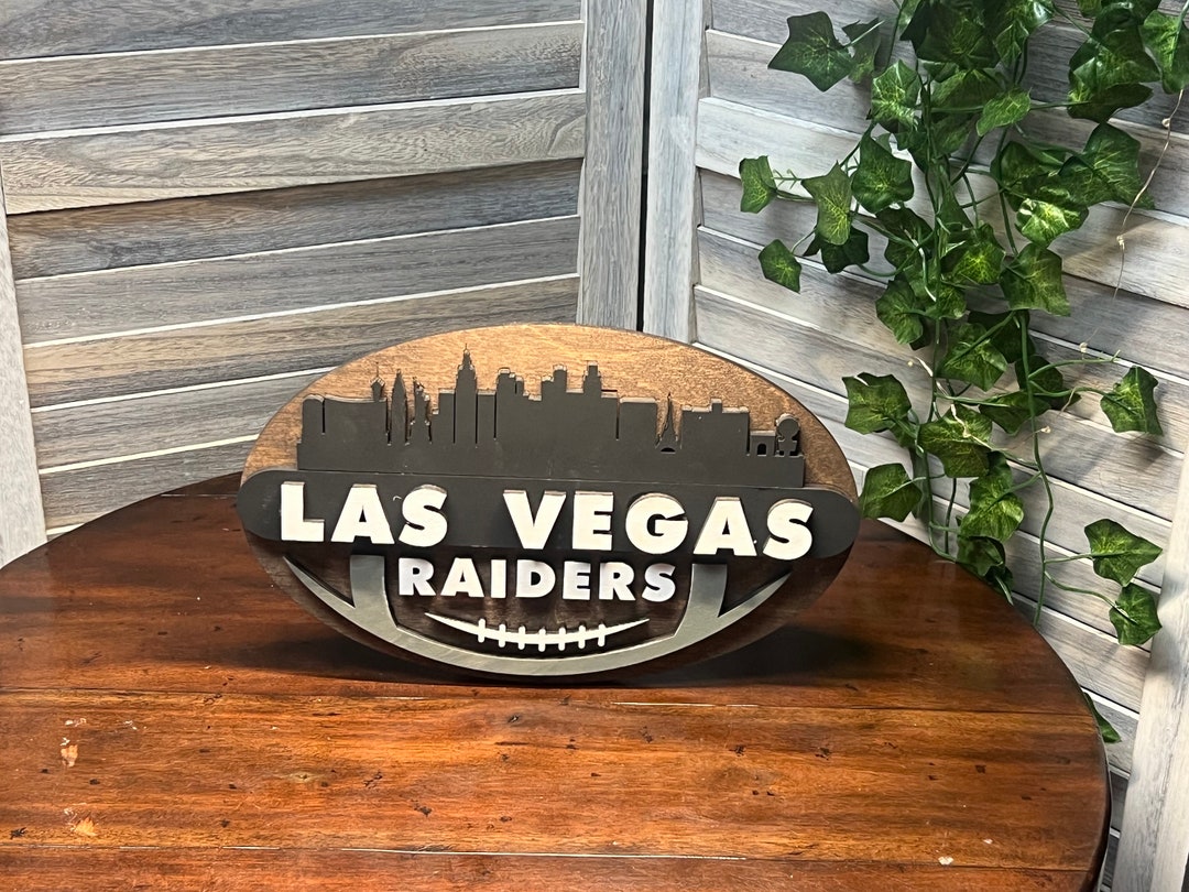 Las Vegas Raiders Rustic Sign, Black & Silver Home Decor, Gameday ...