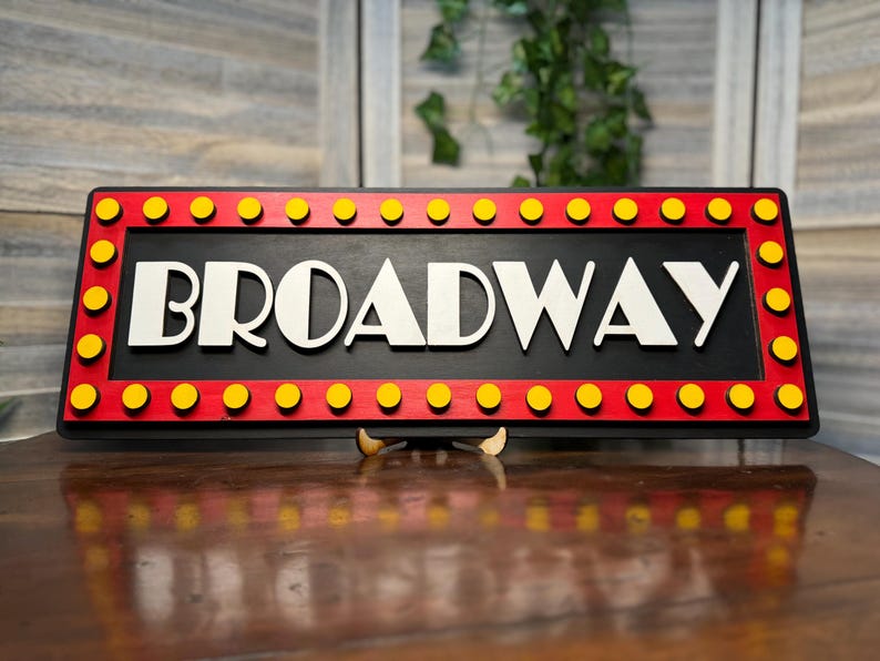 Handmade Broadway Marquee Sign – 18.5" Birch Wood Decor, Wall Decor ...