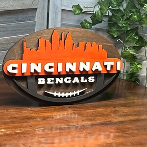 Cincinnati Bengals Rustic Sign, Orange & Black Home Decor, Gameday ...