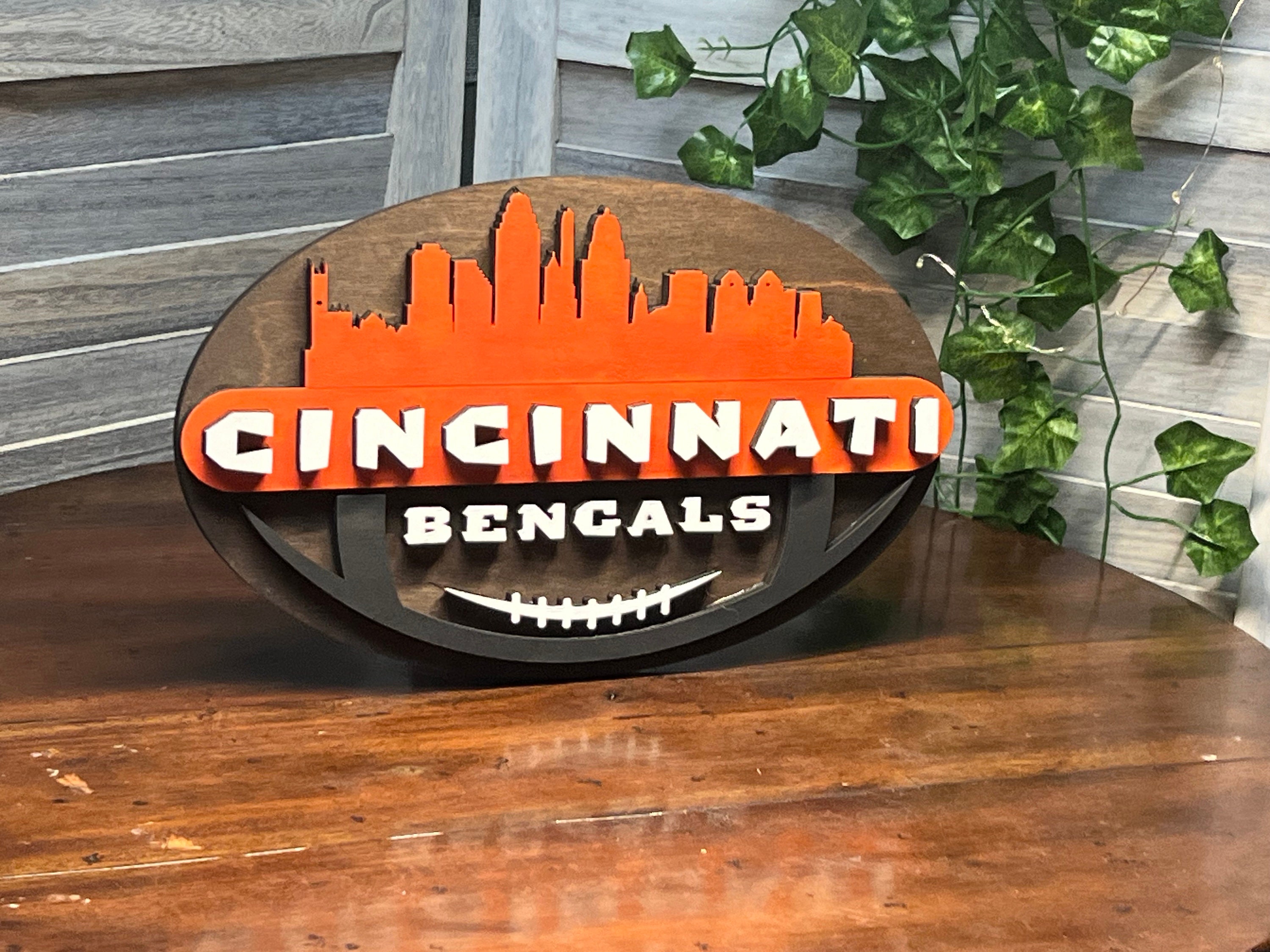 Cincinnati Bengals Rustic Sign, Orange & Black Home Decor, Gameday ...