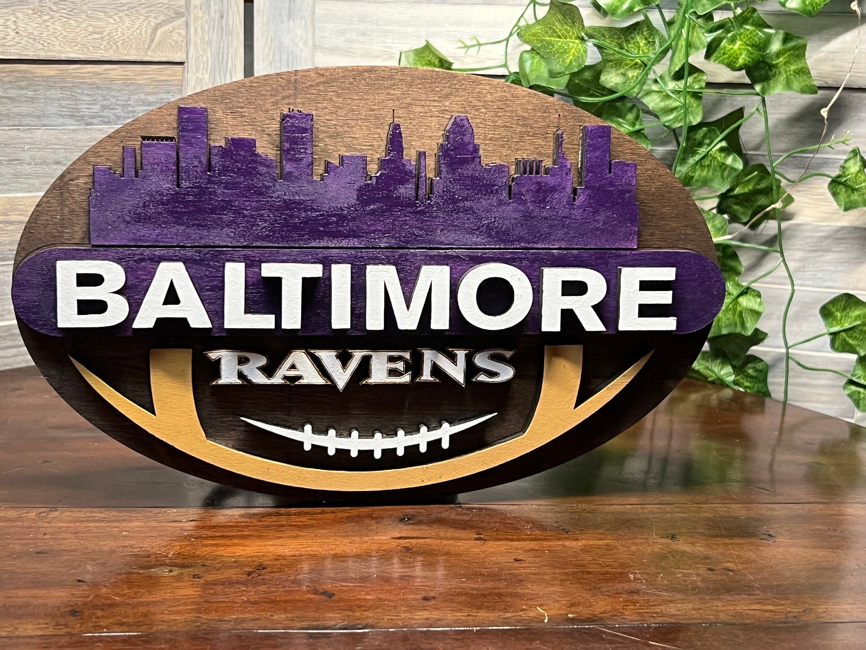 Baltimore Ravens Rustic Sign, Purple & Black Home Decor, Gameday Spirit ...