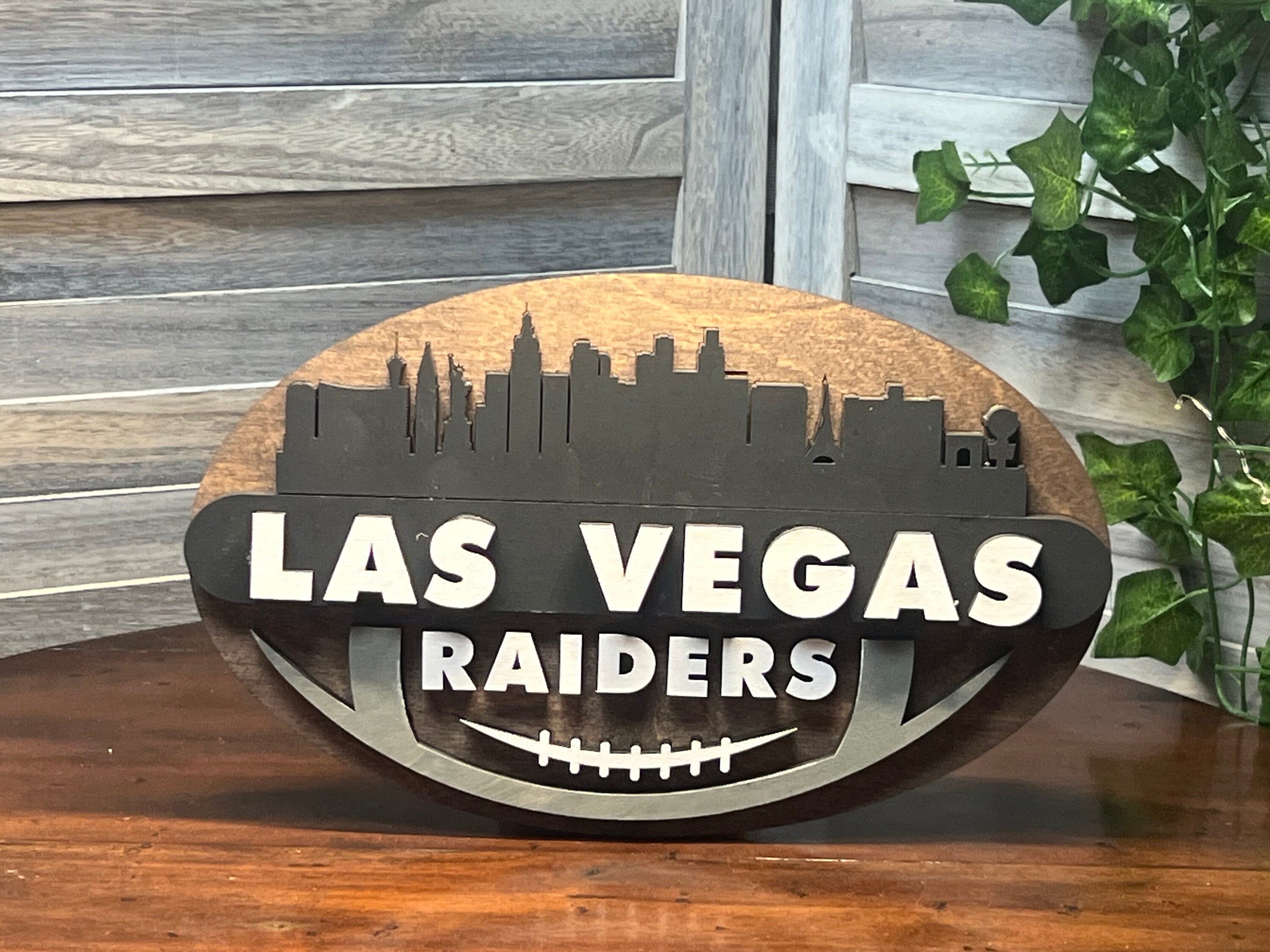 Las Vegas Raiders Rustic Sign, Black & Silver Home Decor, Gameday ...