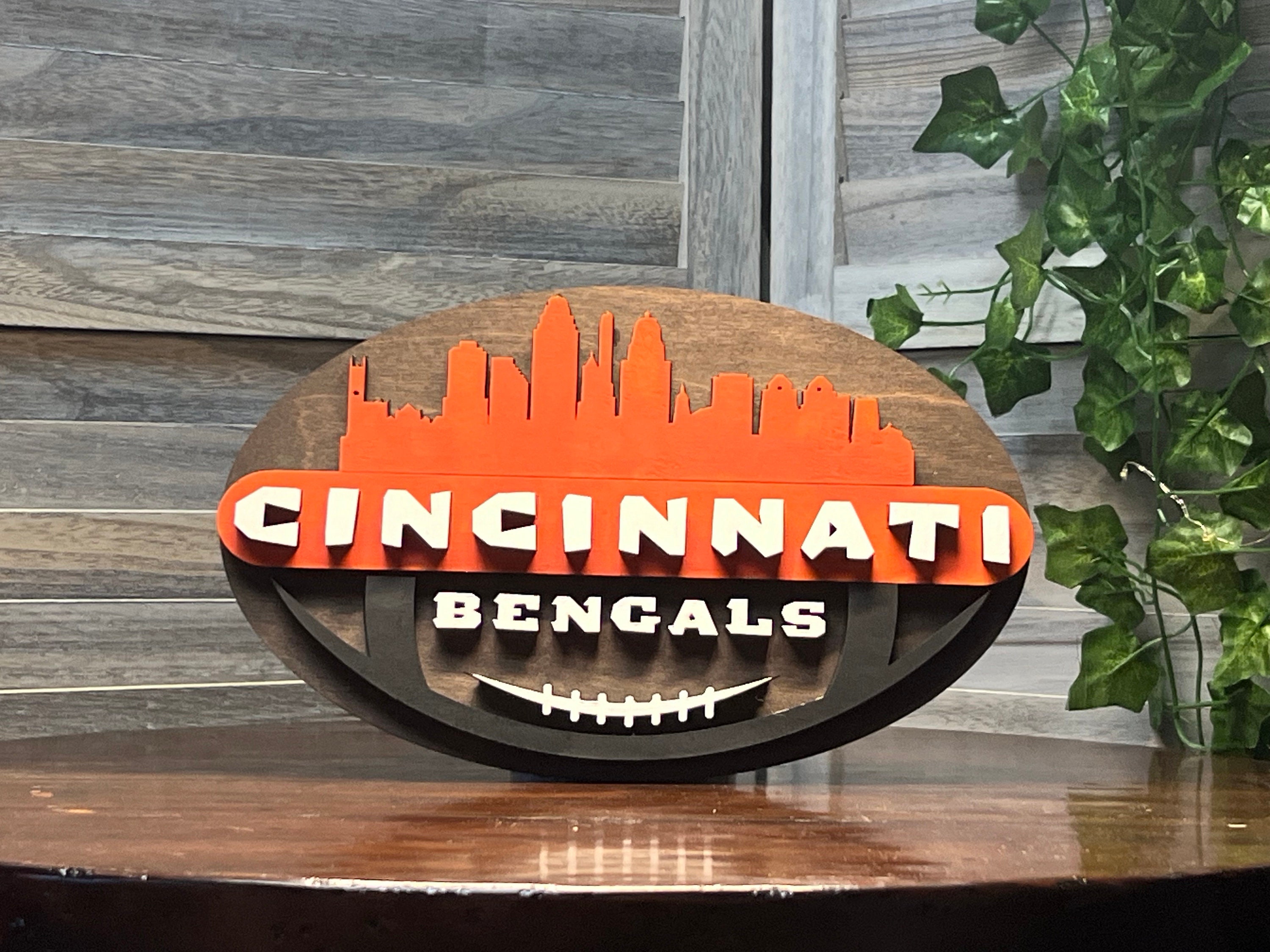 Cincinnati Bengals Rustic Sign, Orange & Black Home Decor, Gameday ...