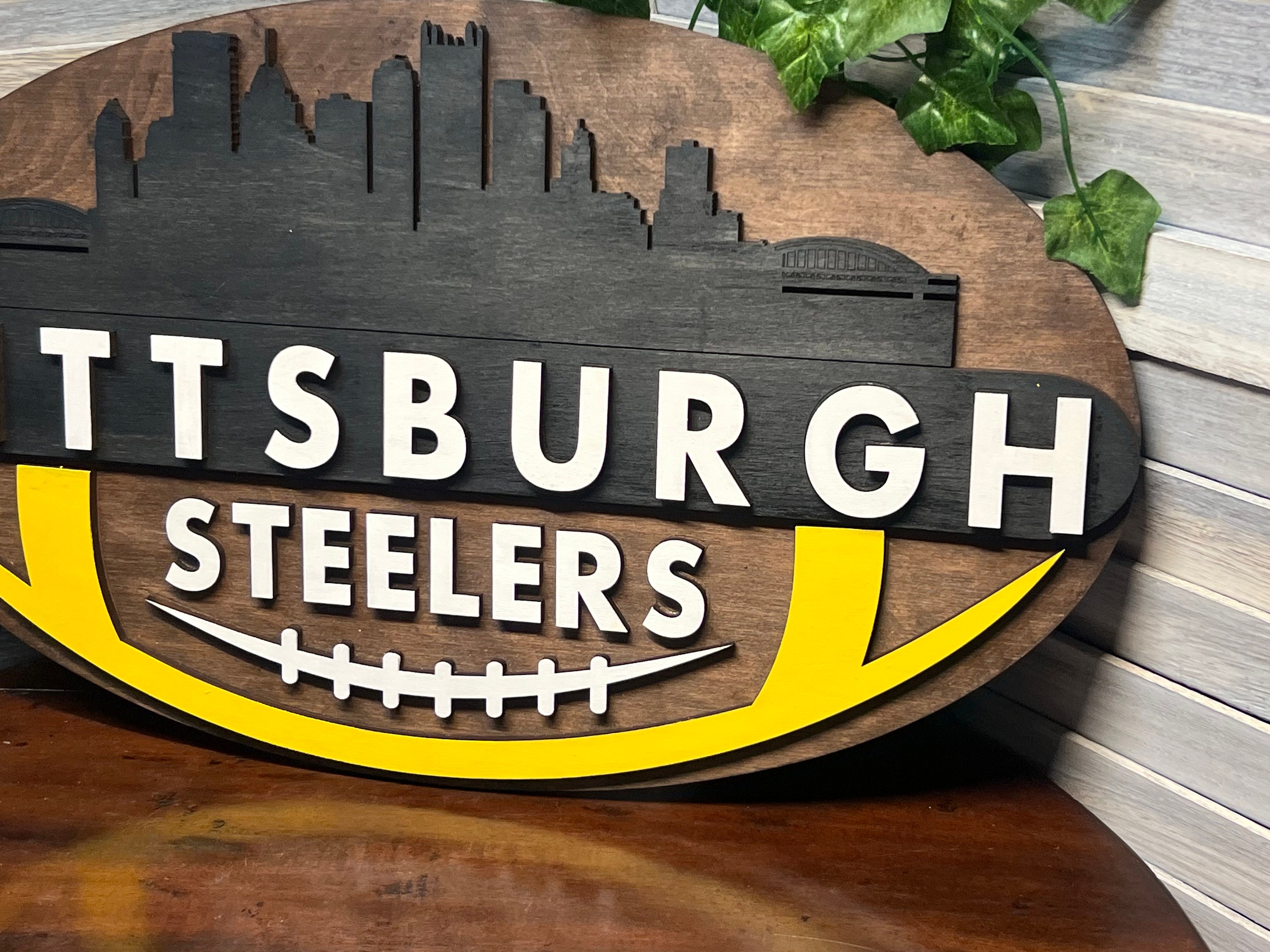 Pittsburgh Steelers Rustic Sign, Black & Gold Home Decor, Gameday ...